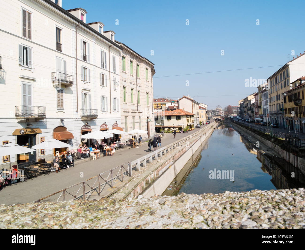 MILAN-ITALY-03 12 2014, Navigli area water canal passes through the ...