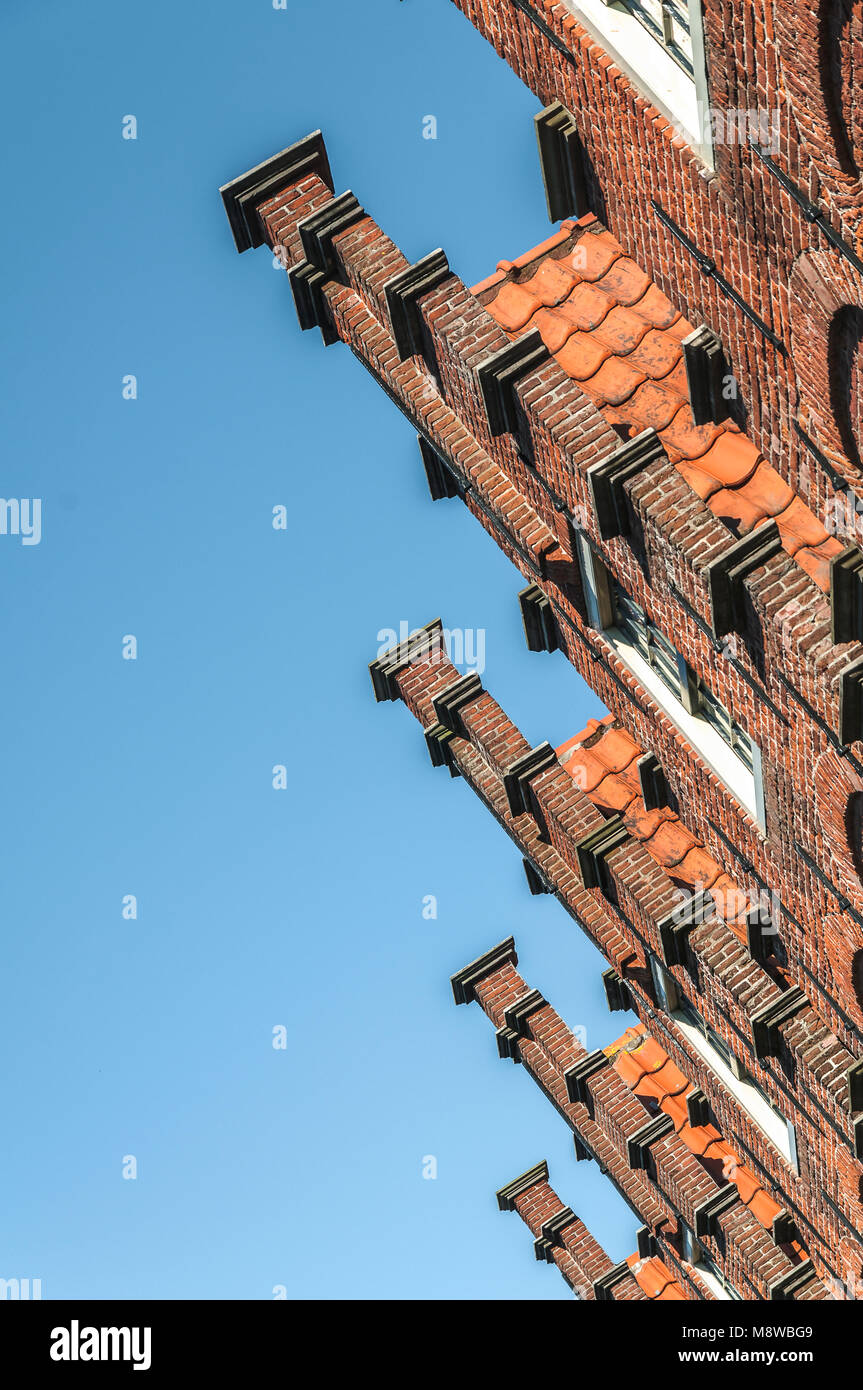 old facade of Dutch houses photographed under an oblique angle Stock ...