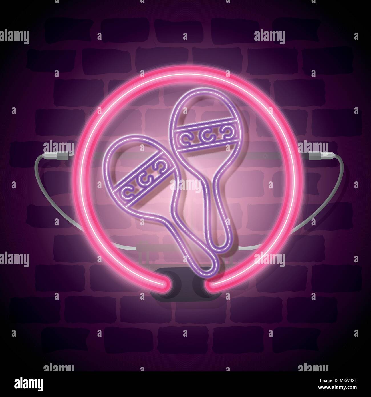 maracas instrument musical neon label vector illustration design Stock ...