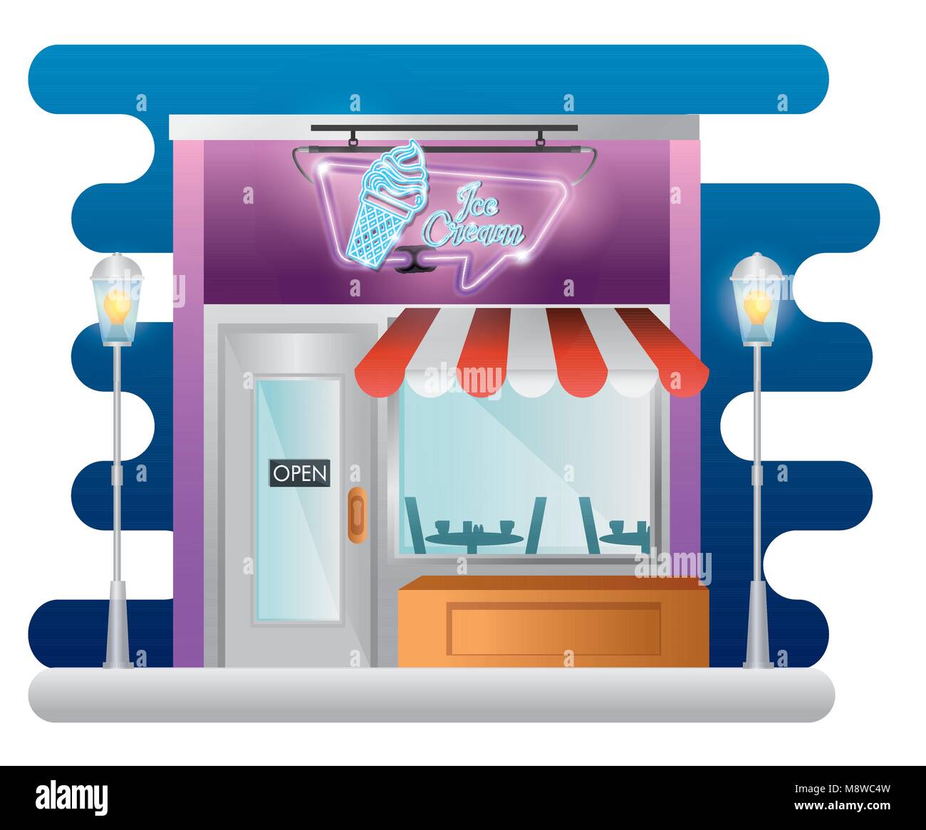 Ice cream shop night Stock Vector Images - Alamy