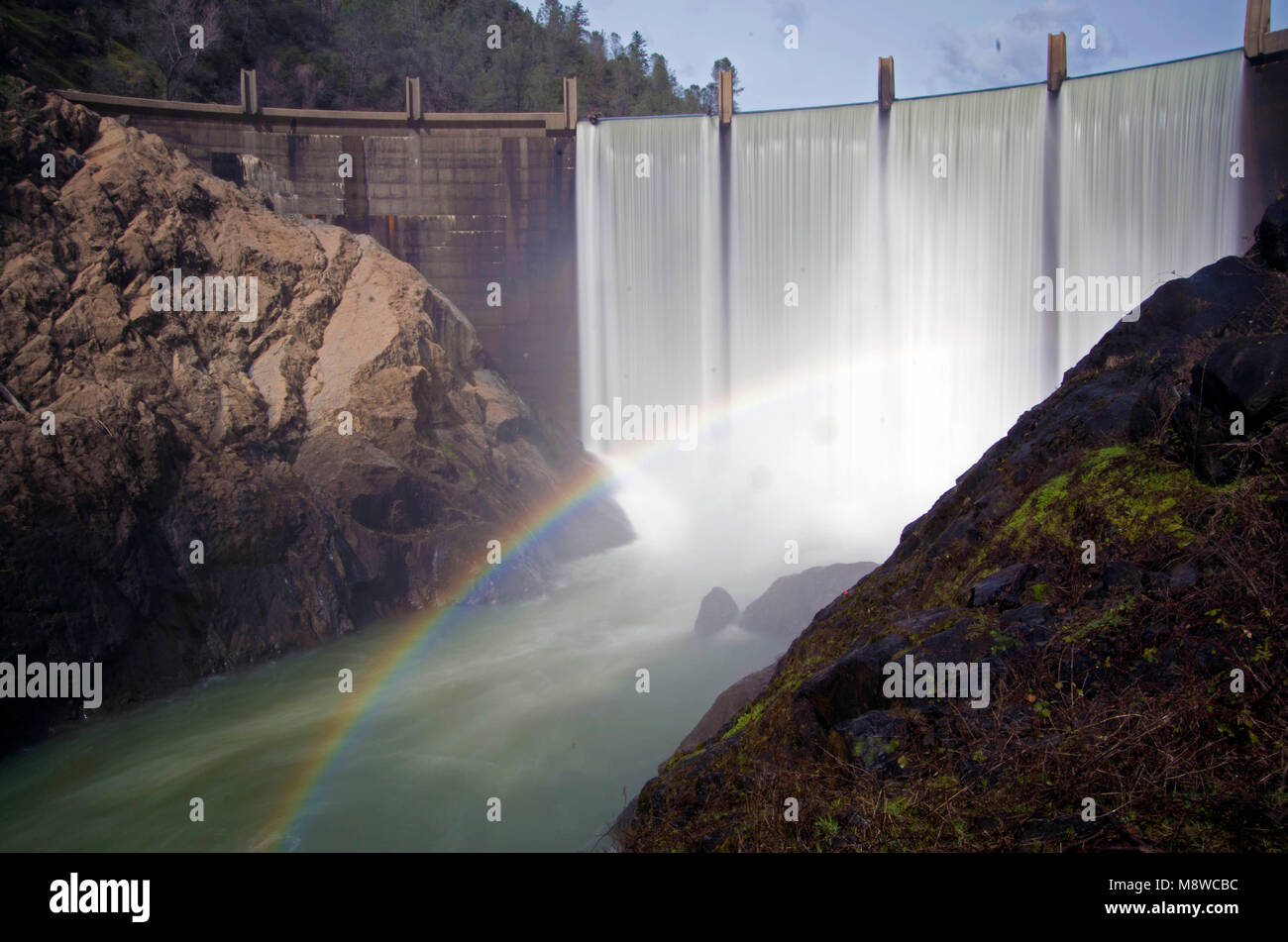 The North Fork Dam creates a waterfall at certain times of the year ...