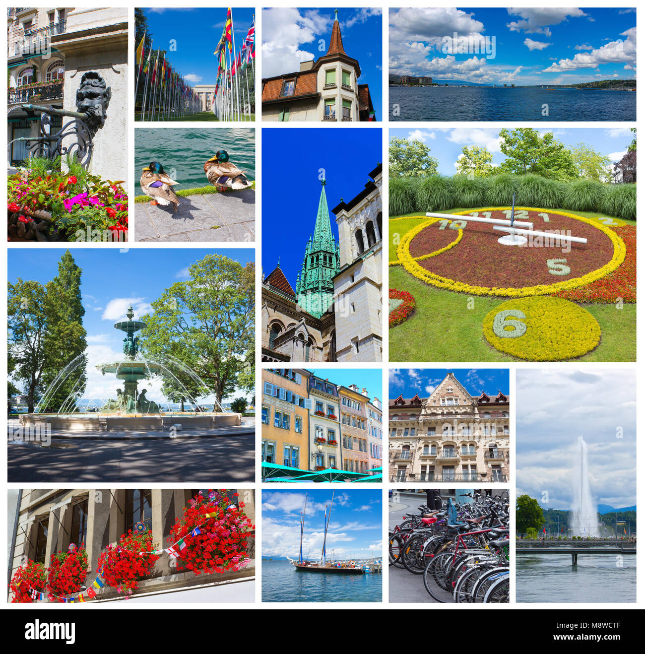 The collage from images of Geneva, Switzerland Stock Photo - Alamy