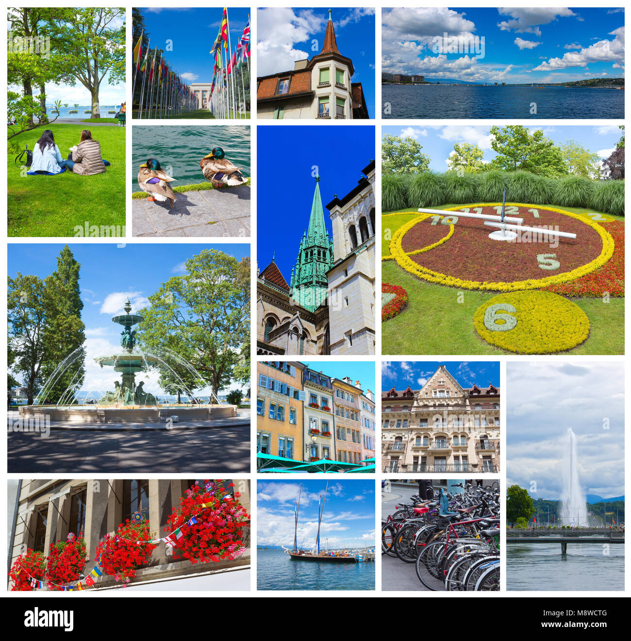 The collage from images of Geneva, Switzerland Stock Photo - Alamy