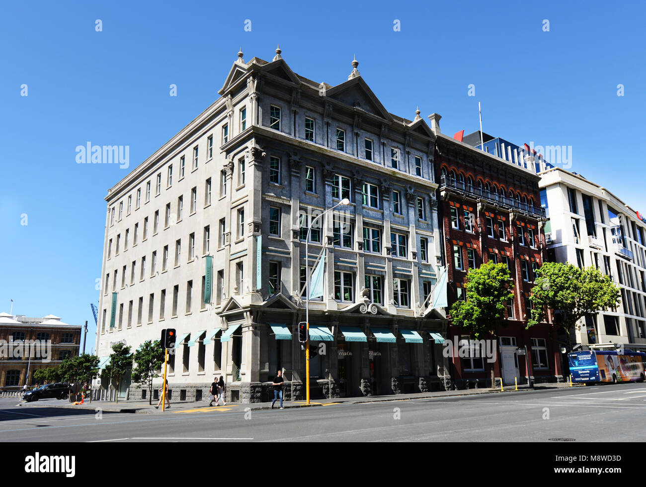 Beautiful old buildings on Customs street in Auckland, New Zealand ...