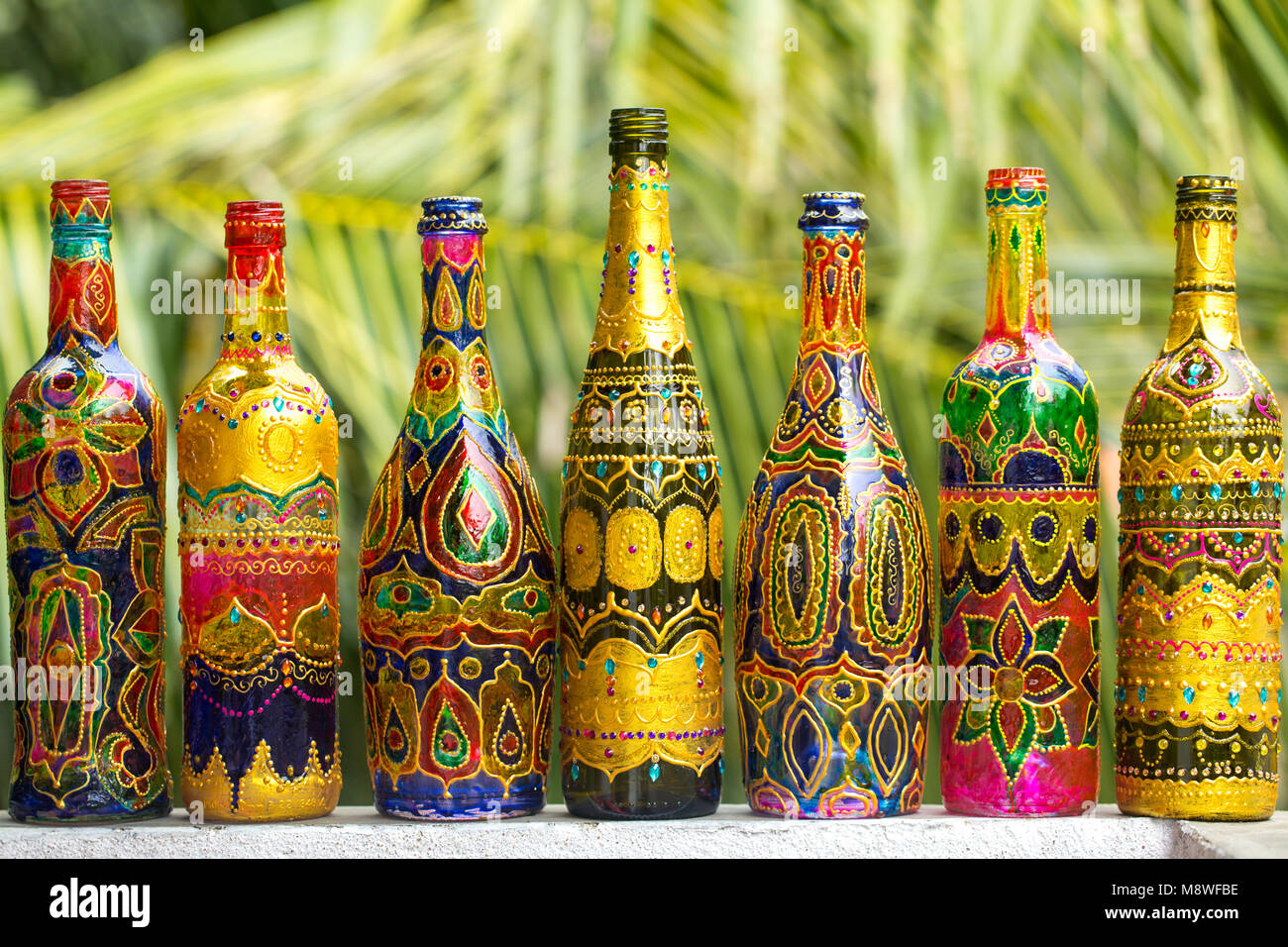 decorative handmade bottles Stock Photo - Alamy