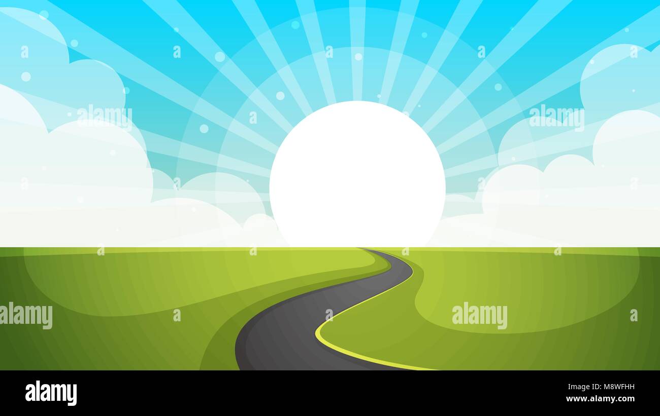 Road illustration. Cartoon paper landscape Stock Vector Image & Art - Alamy