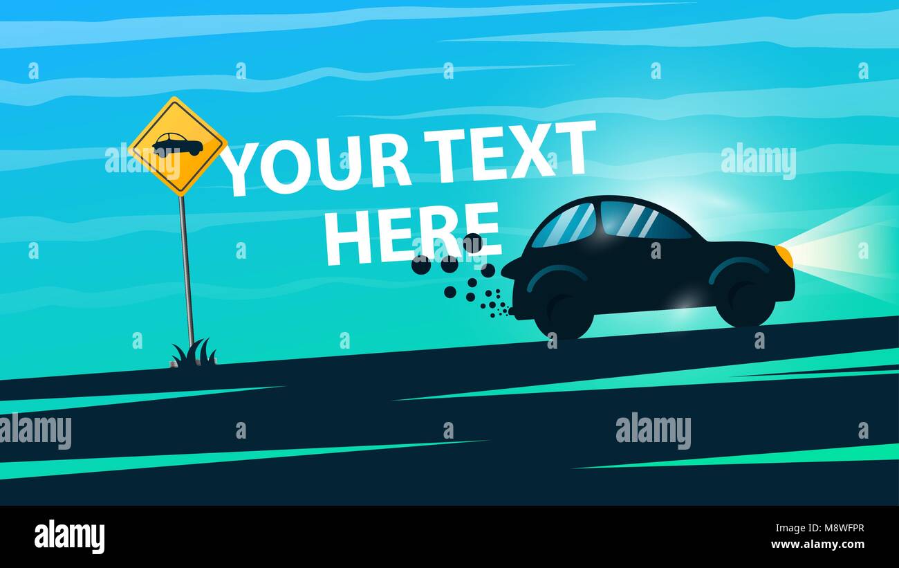 Car illustration. Road sign. Cartoon landscape Stock Vector Image & Art ...