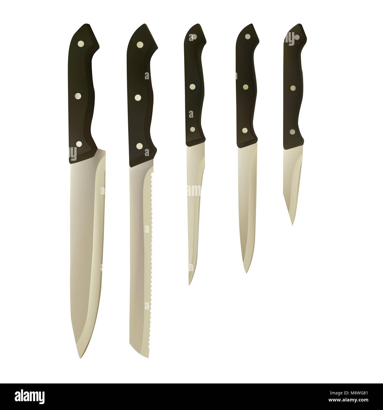 A set of kitchen knives Stock Vector Image & Art - Alamy