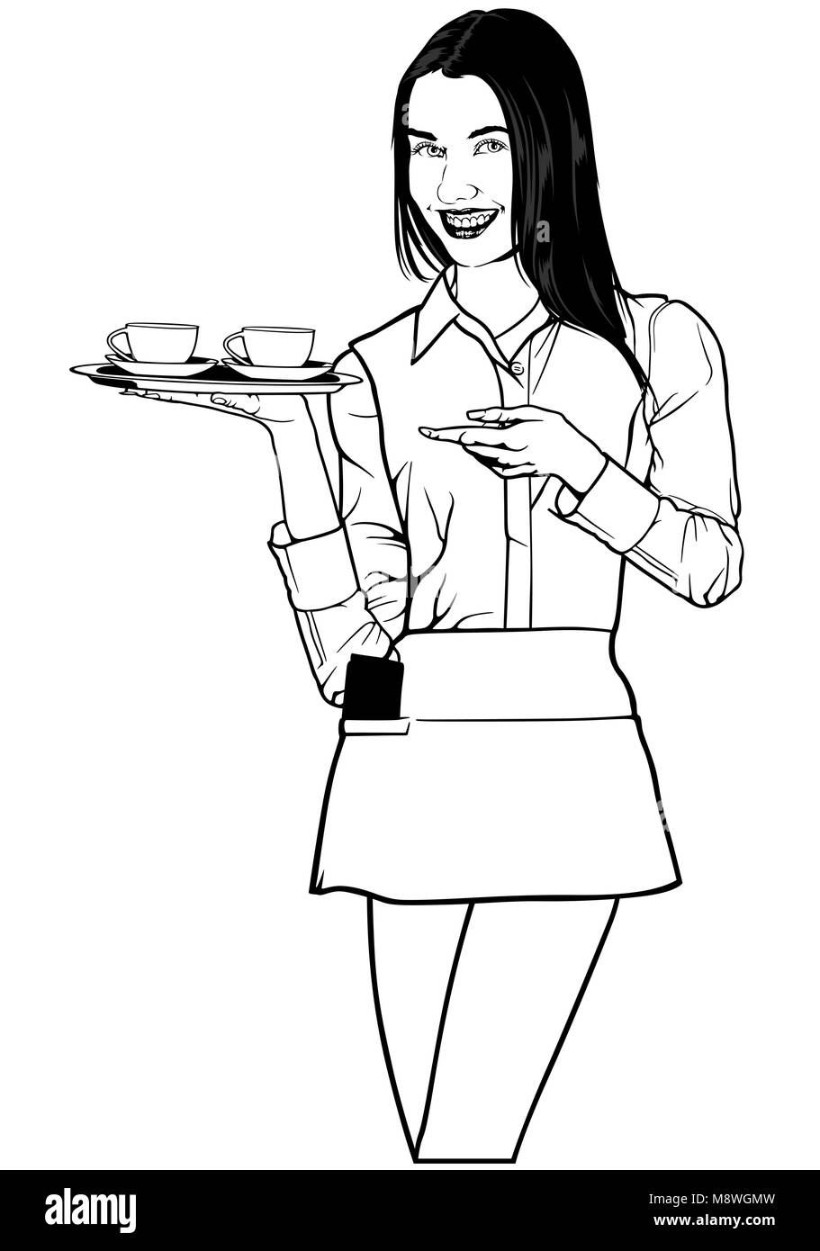 Waitress tray food Black and White Stock Photos & Images - Alamy