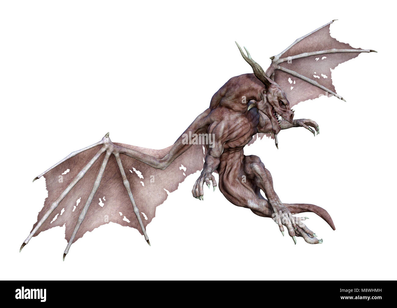 3D rendering of a fantasy vampire dragon isolated on white background ...