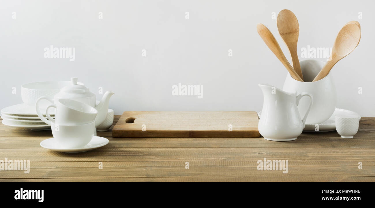 White kitchen utensils, dishware and other different white stuff for ...