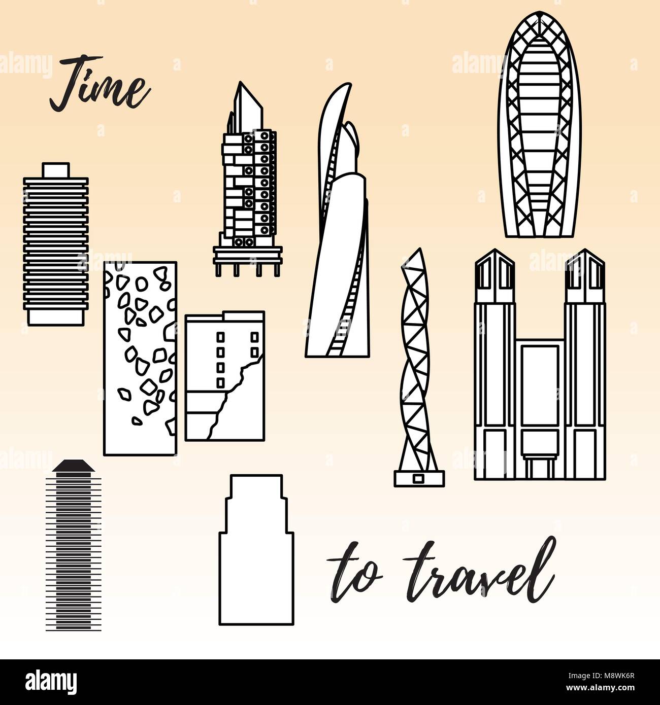 Unusual Japanese architecture. Famous building and skyscrapers. Travel ...