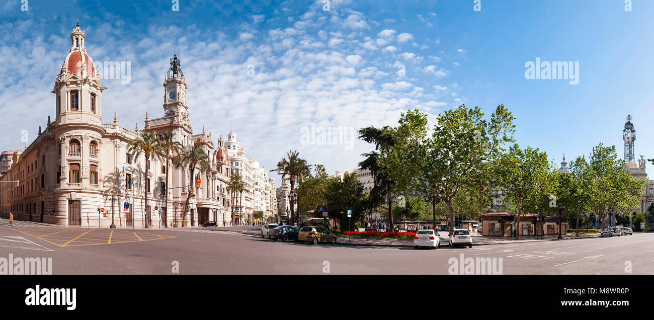 Valencia, Spain, May 1st, 2013: Town square (Plaza del Ayuntamiento ...