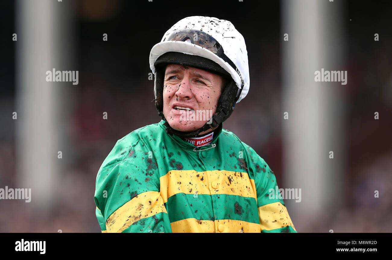 Jockey Barry Geraghty after the JCB Triumph Hurdle race during the Gold ...