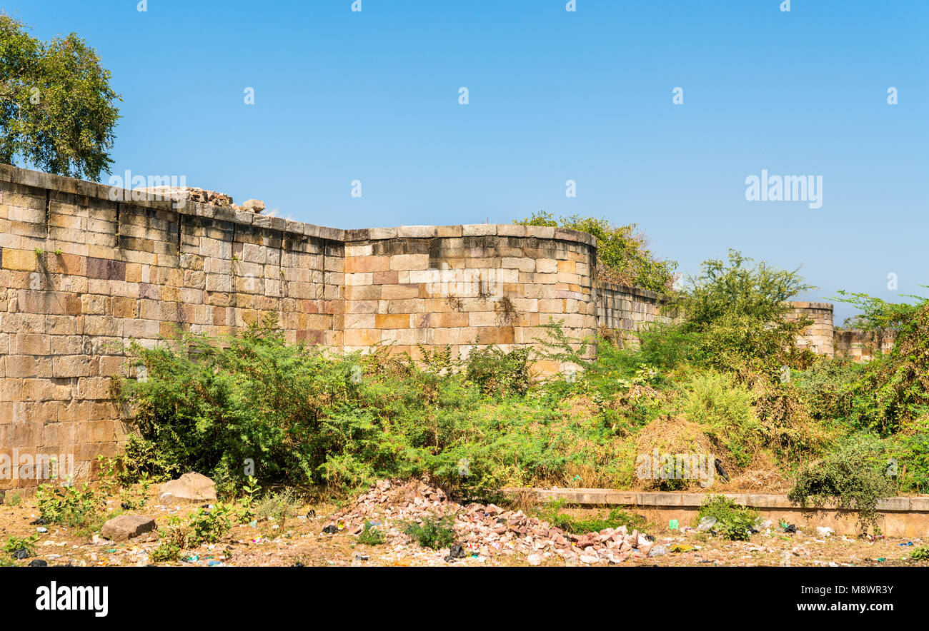 Walls of Champaner Fort, a UNESCO world heritage site in Gujarat, India ...