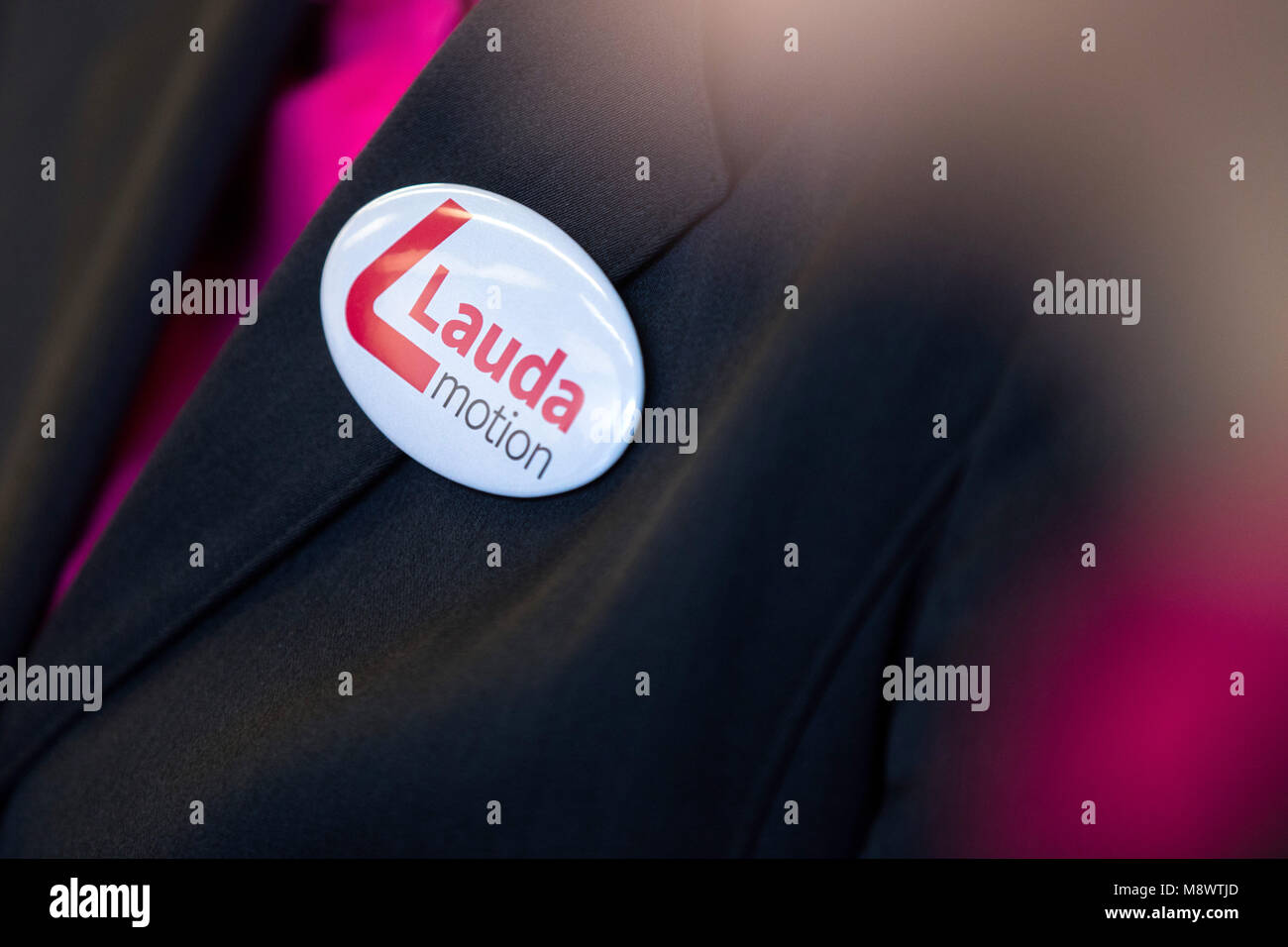 20 March 2018, Germany, Duesseldorf: A stewardess of the airline ...