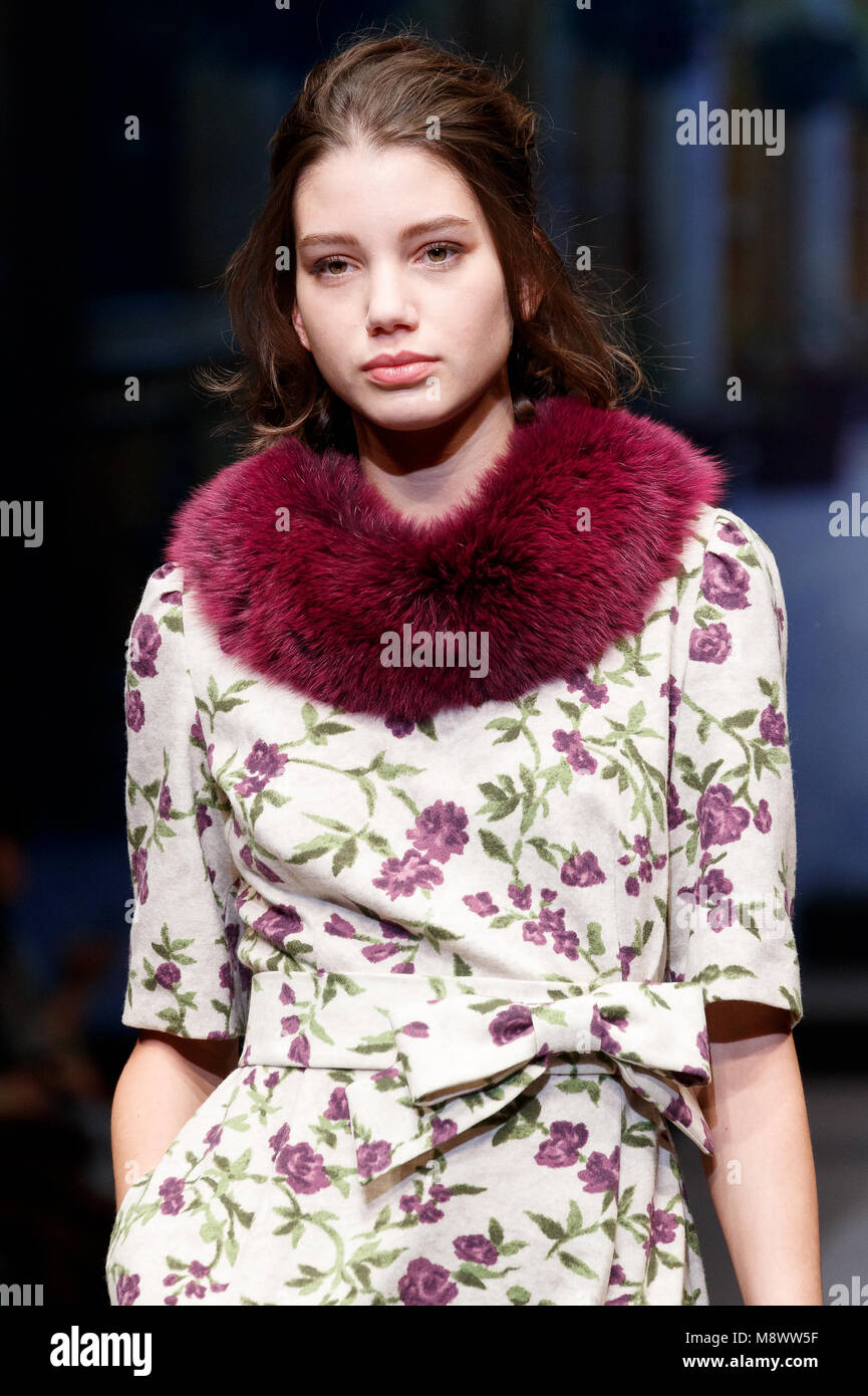 Tokyo, Japan. 20th March, 2018. A model walks down the catwalk for Yuki ...
