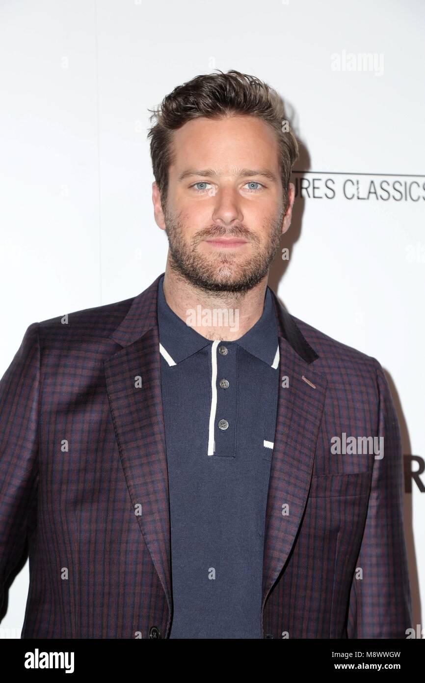 West Hollywood, CA. 19th Mar, 2018. Armie Hammer at arrivals for FINAL ...