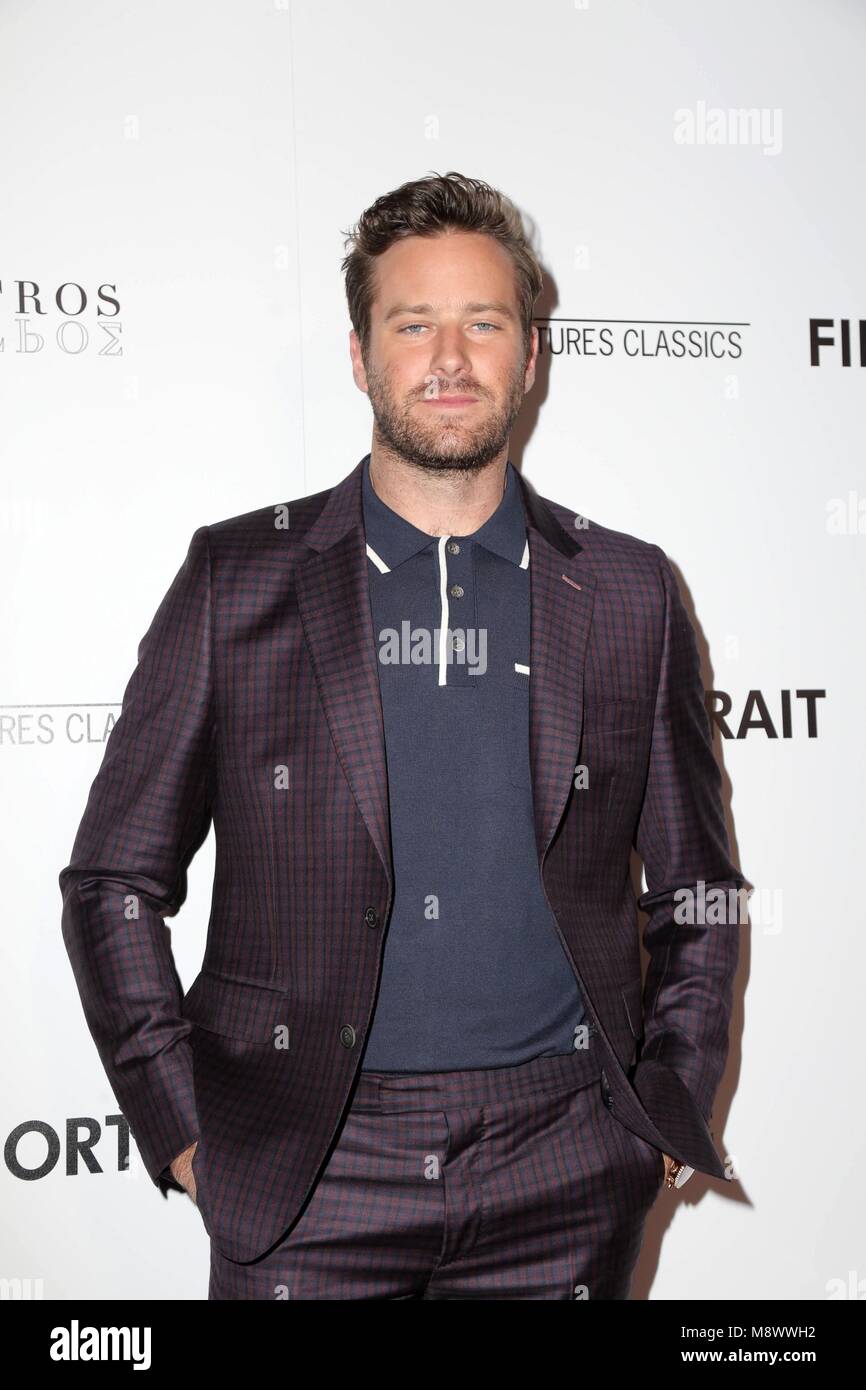 West Hollywood, CA. 19th Mar, 2018. Armie Hammer at arrivals for FINAL ...