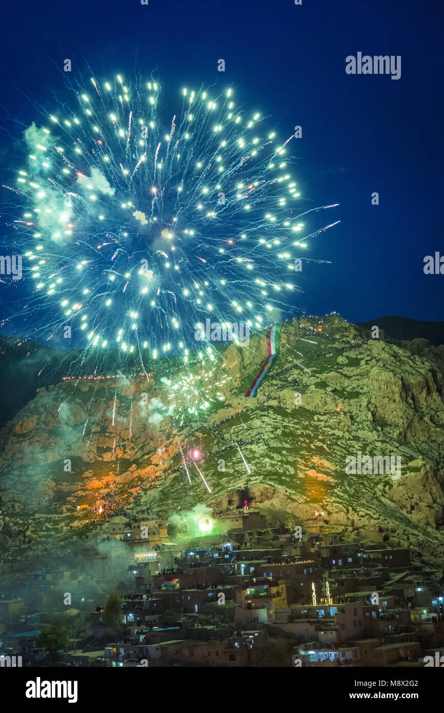 Akre, Nineveh Governorate, Iraq. 20th Mar, 2018. Iraqi Kurds celebrate ...