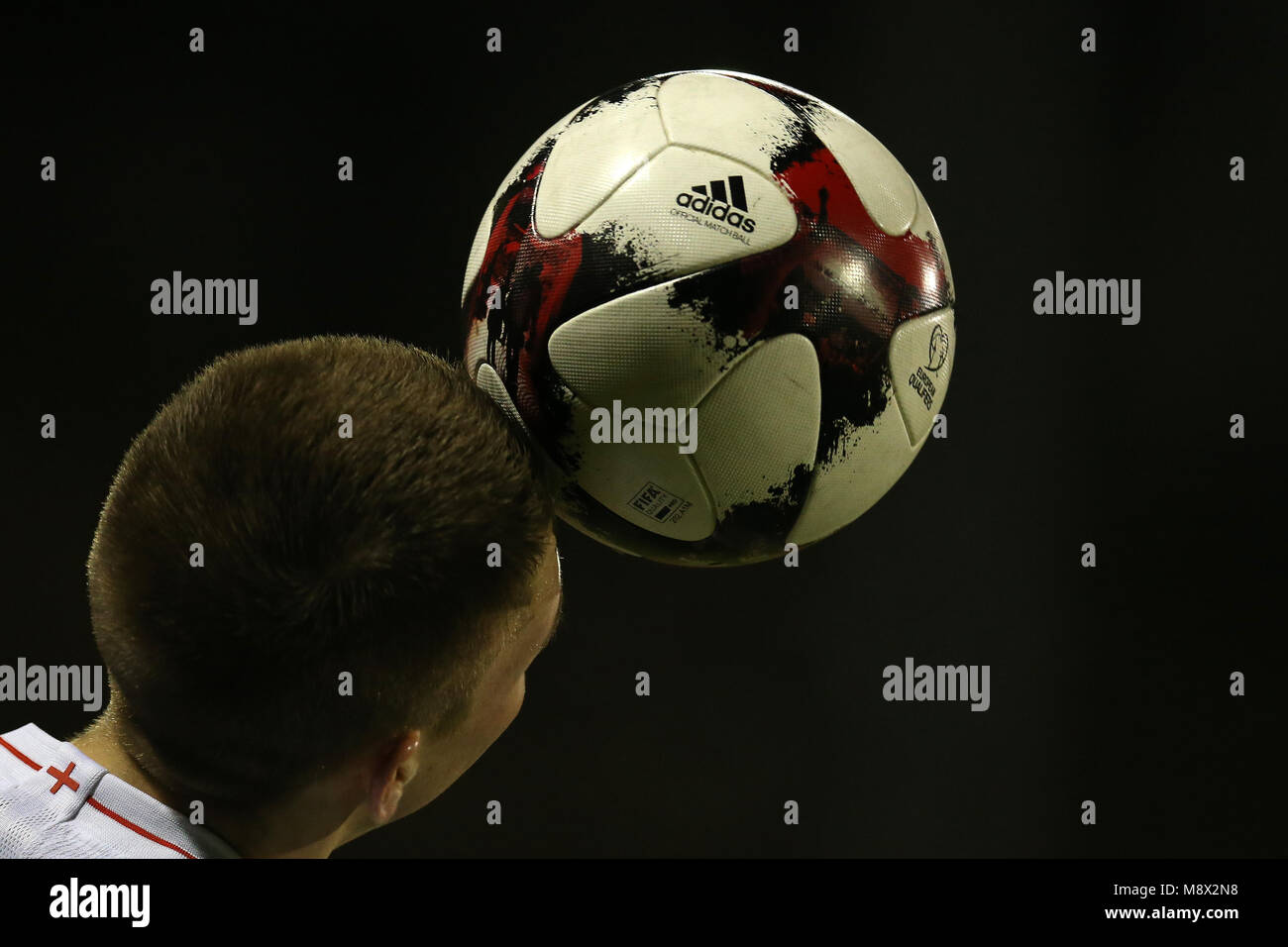 Barry, South Wales, UK. 20th Mar, 2018. Samuel Ling of England controls ...