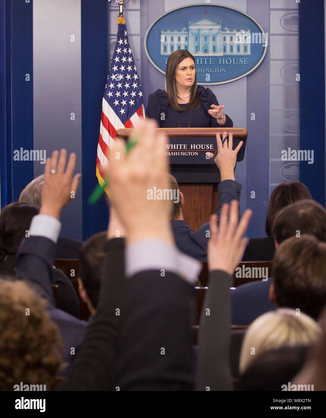 White House Spokesperson Sarah Sanders holds a news briefing at the ...