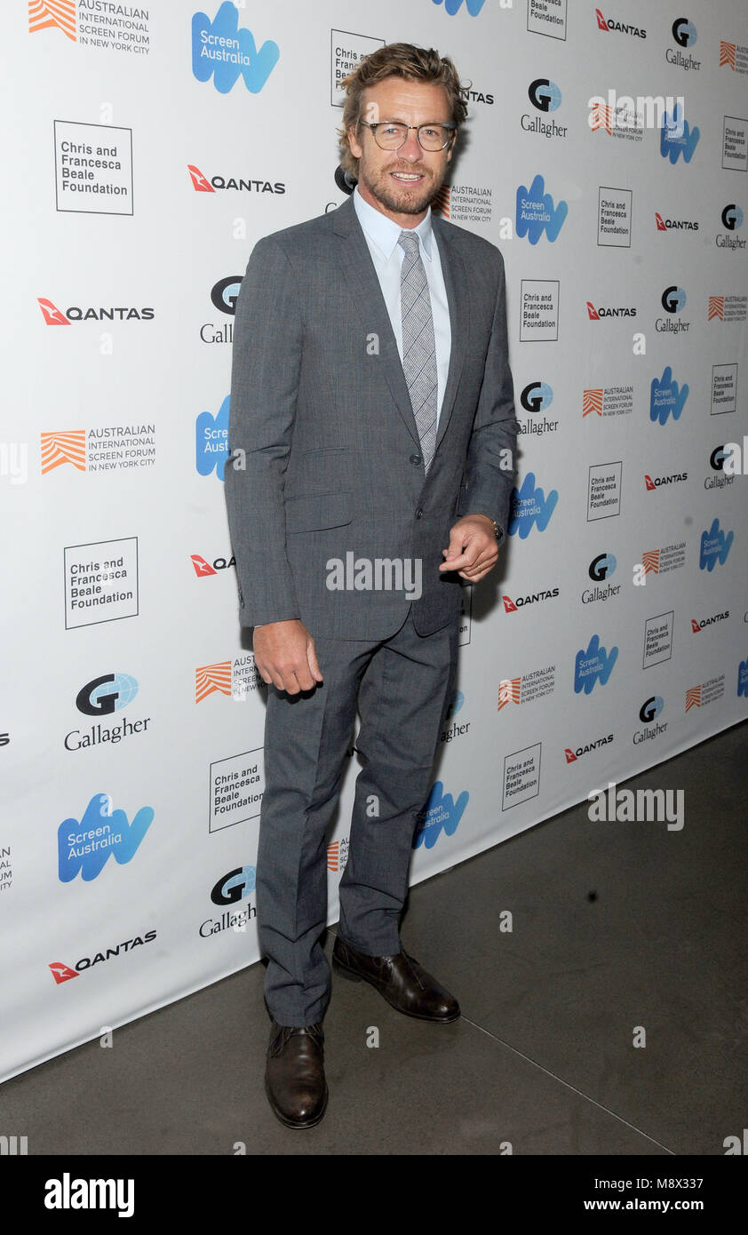 New York, NY, USA. 20th Mar, 2018. Actor Simon Baker attend the 'Breath ...