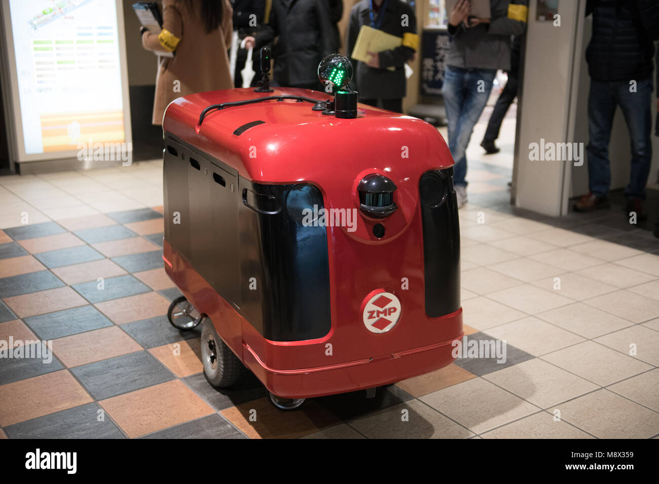 TOKYO, JAPAN - MARCH 20: A prototype of a food delivery robot named ...