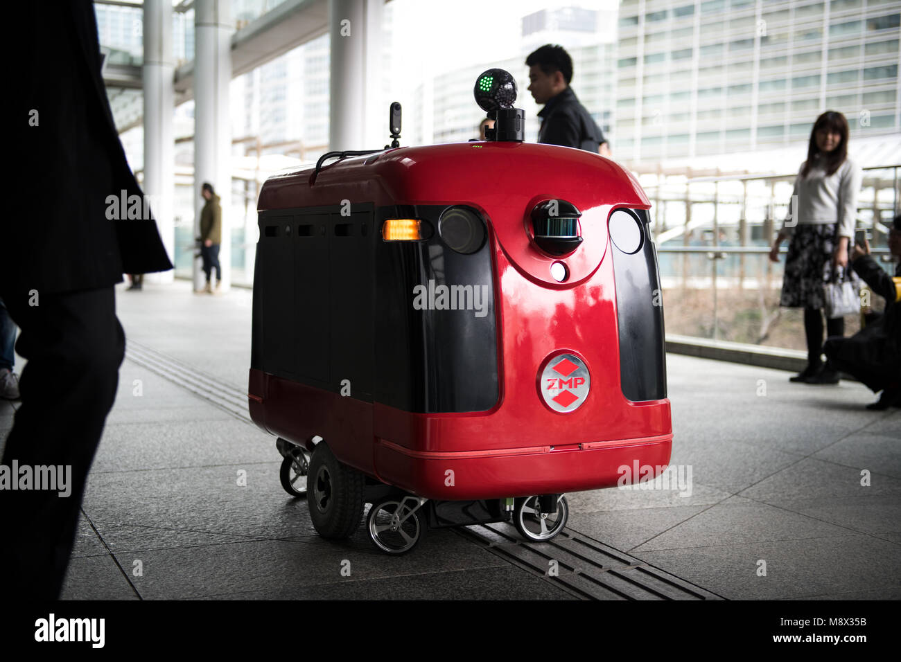 TOKYO, JAPAN - MARCH 20: A prototype of a food delivery robot named ...