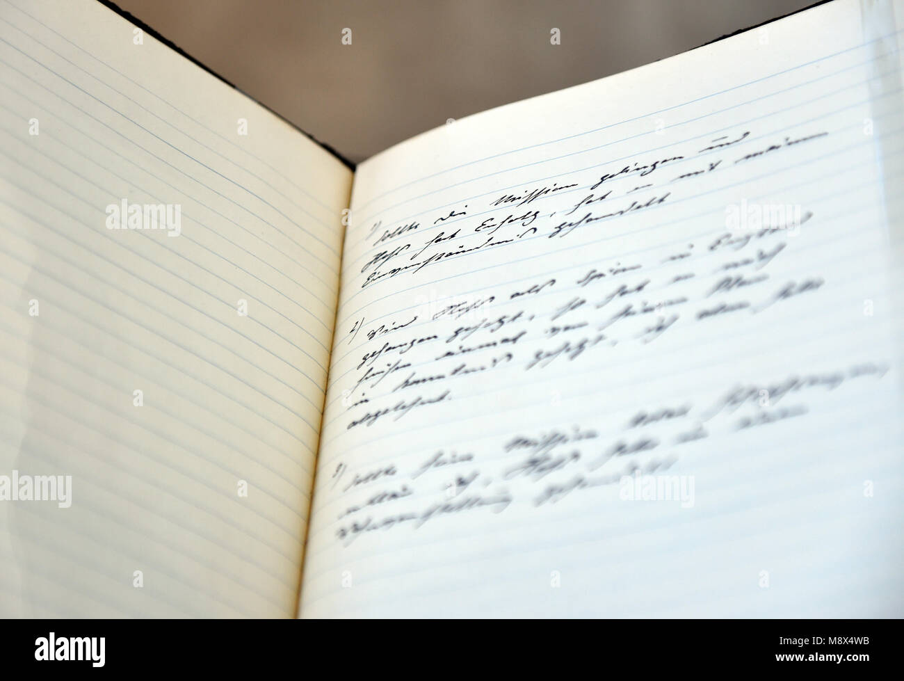 19 March 2018, Germany, Herne: A page from the forged diaries of Adolf ...