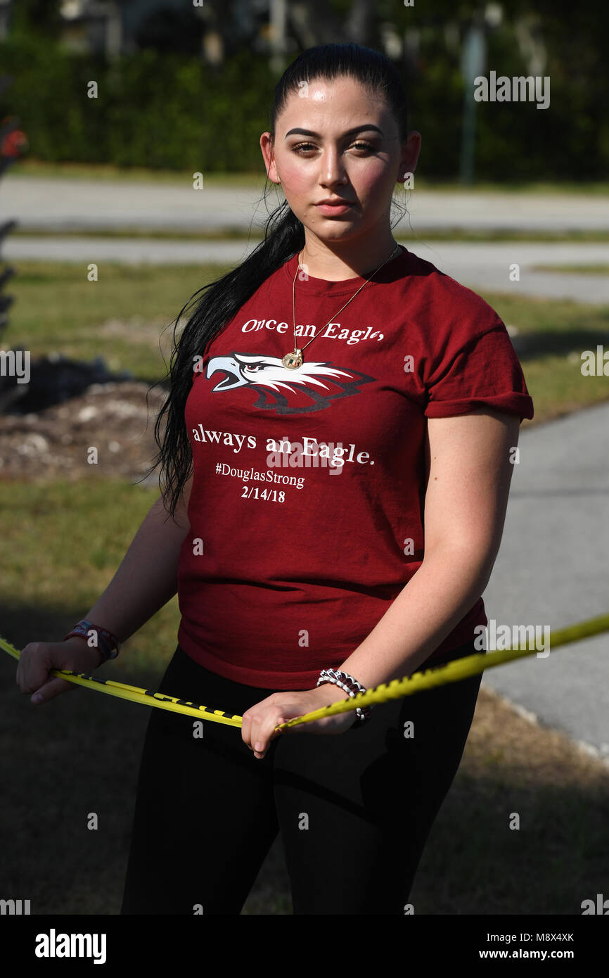 Parkland FL, USA. 20th Mar, 2018. Angelina Lazo poses for a portrait ...