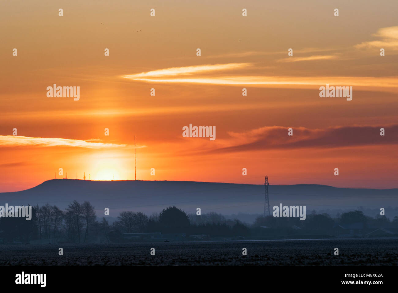 Views of Rivington Pike from Tarleton Lancashire, UK Weather. 21st ...