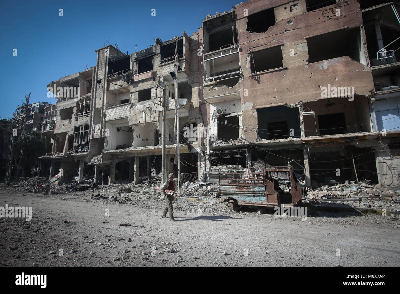 Douma, Syria. 20th Mar, 2018. A general view of the place where the ...