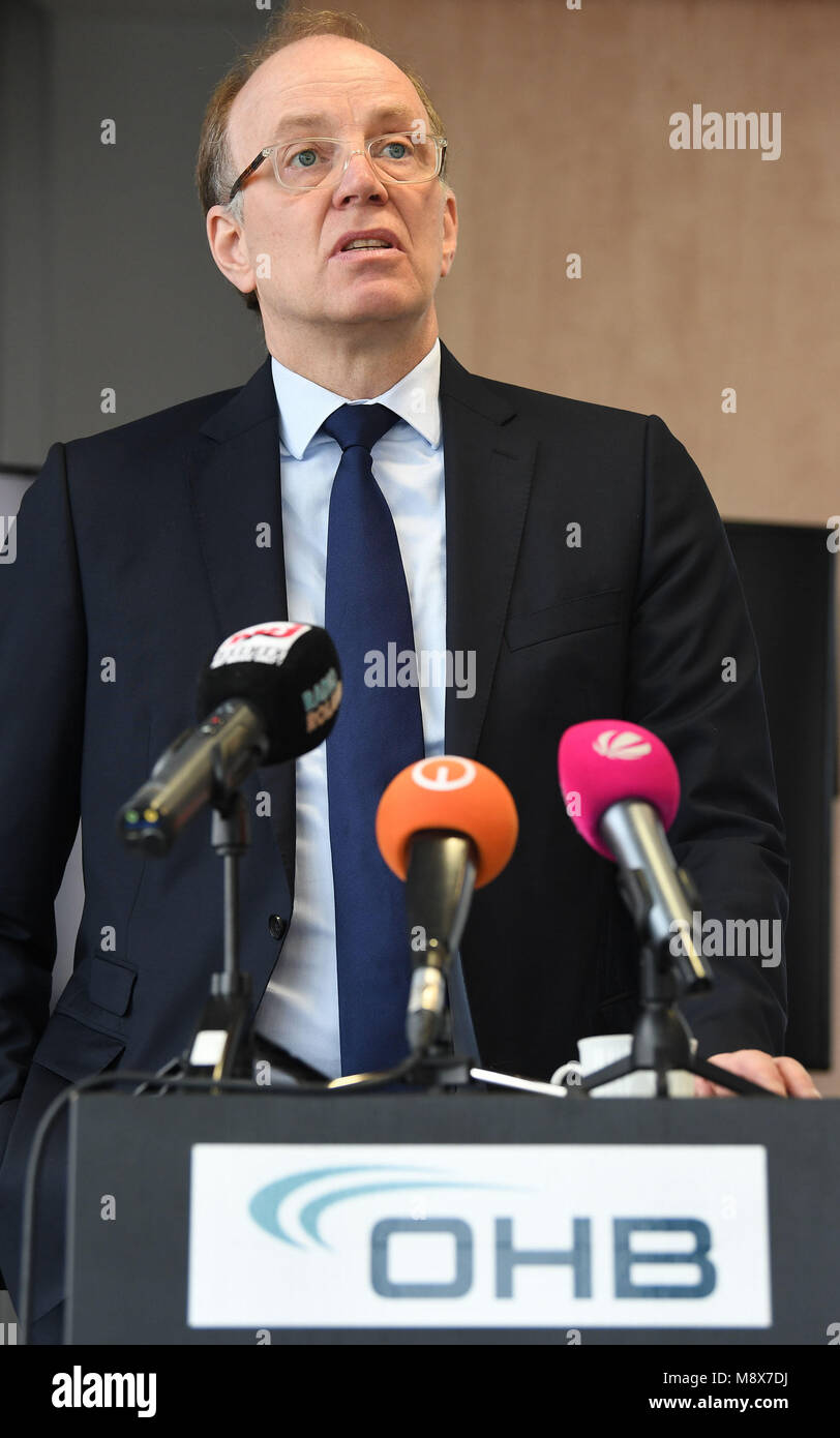 21 March 2018, Germany Bremen: Marco Fuchs, CEO at space technology ...