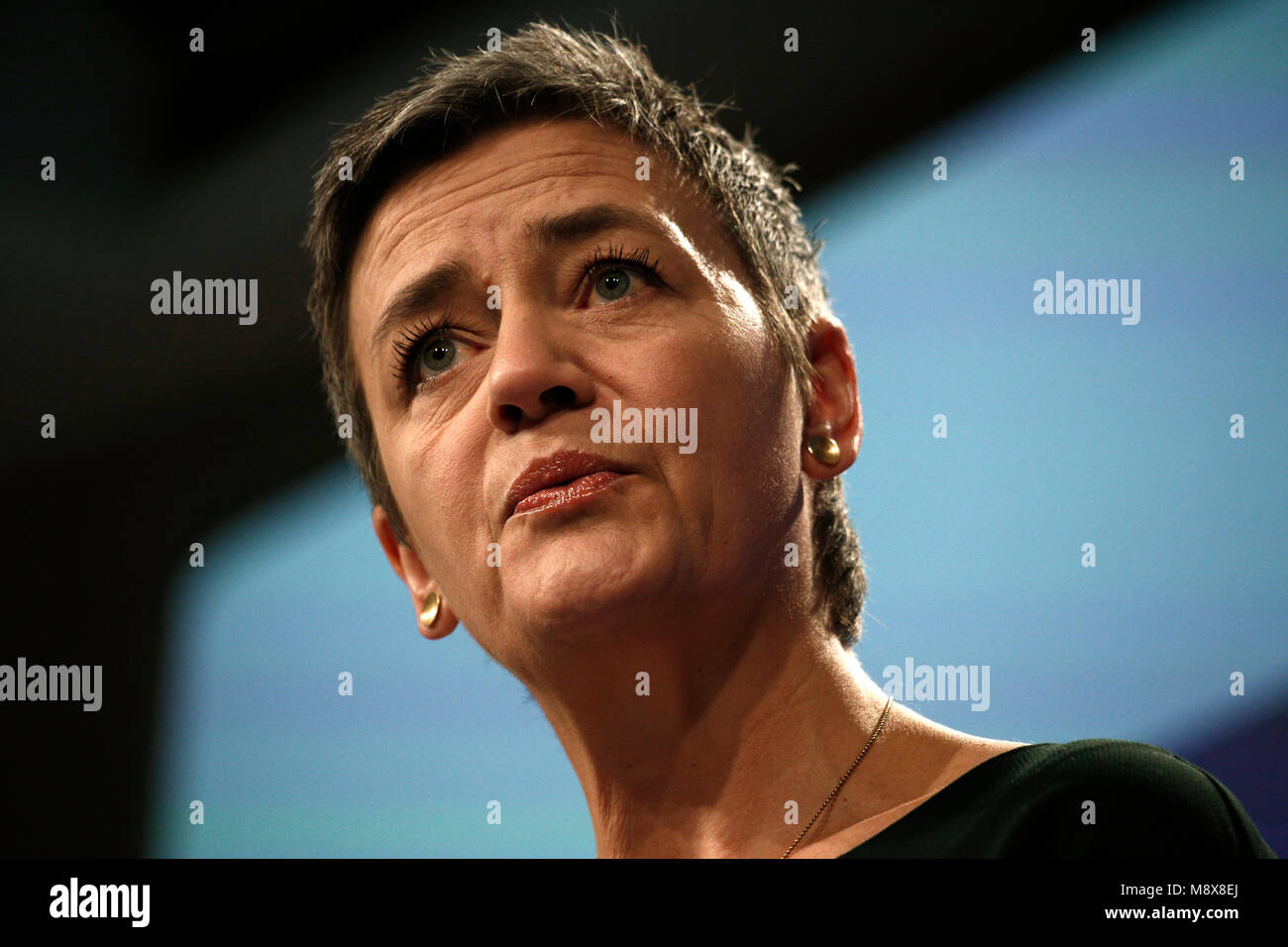 Brussels, Belgium. 21st March 2018. European Competition Commissioner ...
