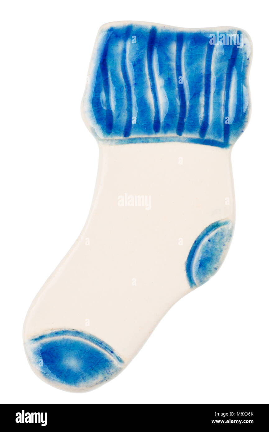 Handmade ceramic sock isolated on white background Stock Photo - Alamy