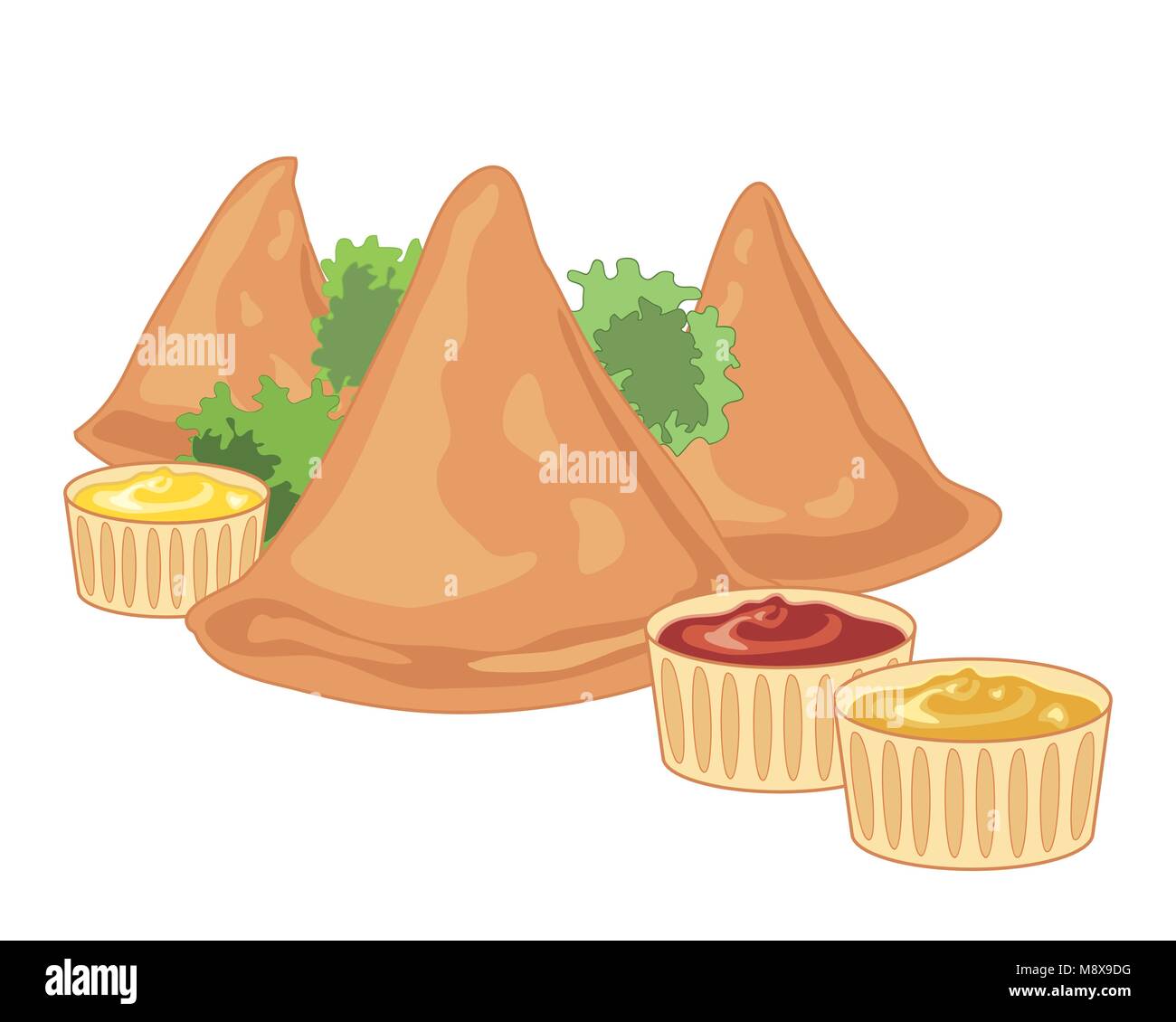 a vector illustration in eps format of three crispy samosas with ...