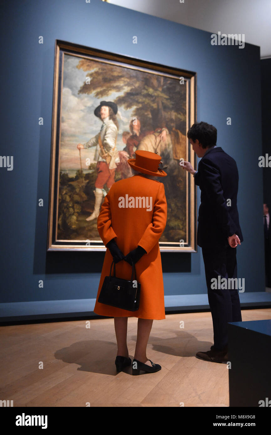 Queen Elizabeth II views the artwork with Dr Per Rumberg during her ...