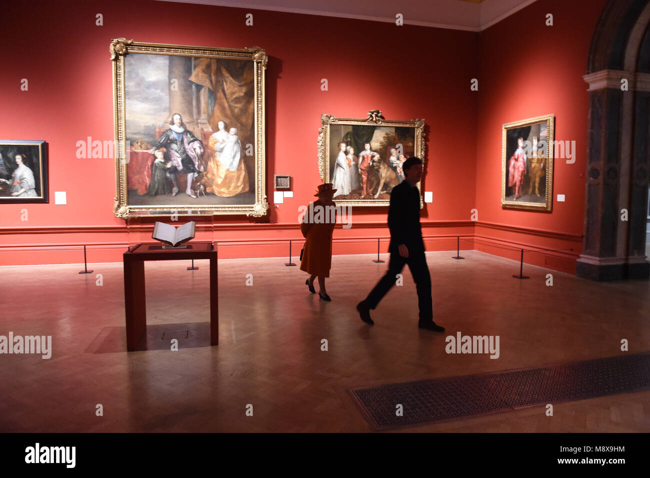 Queen Elizabeth II views the artwork with Dr Per Rumberg during her ...