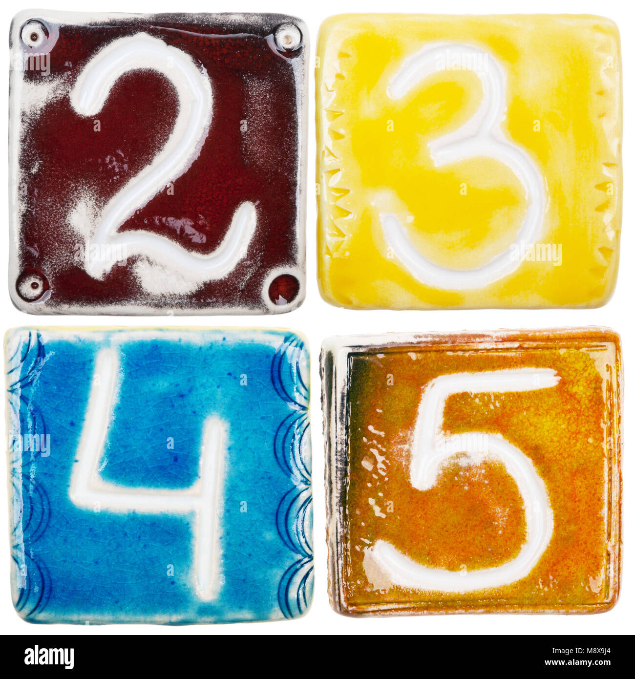 Colorful handmade ceramic numbers isolated on white background Stock ...