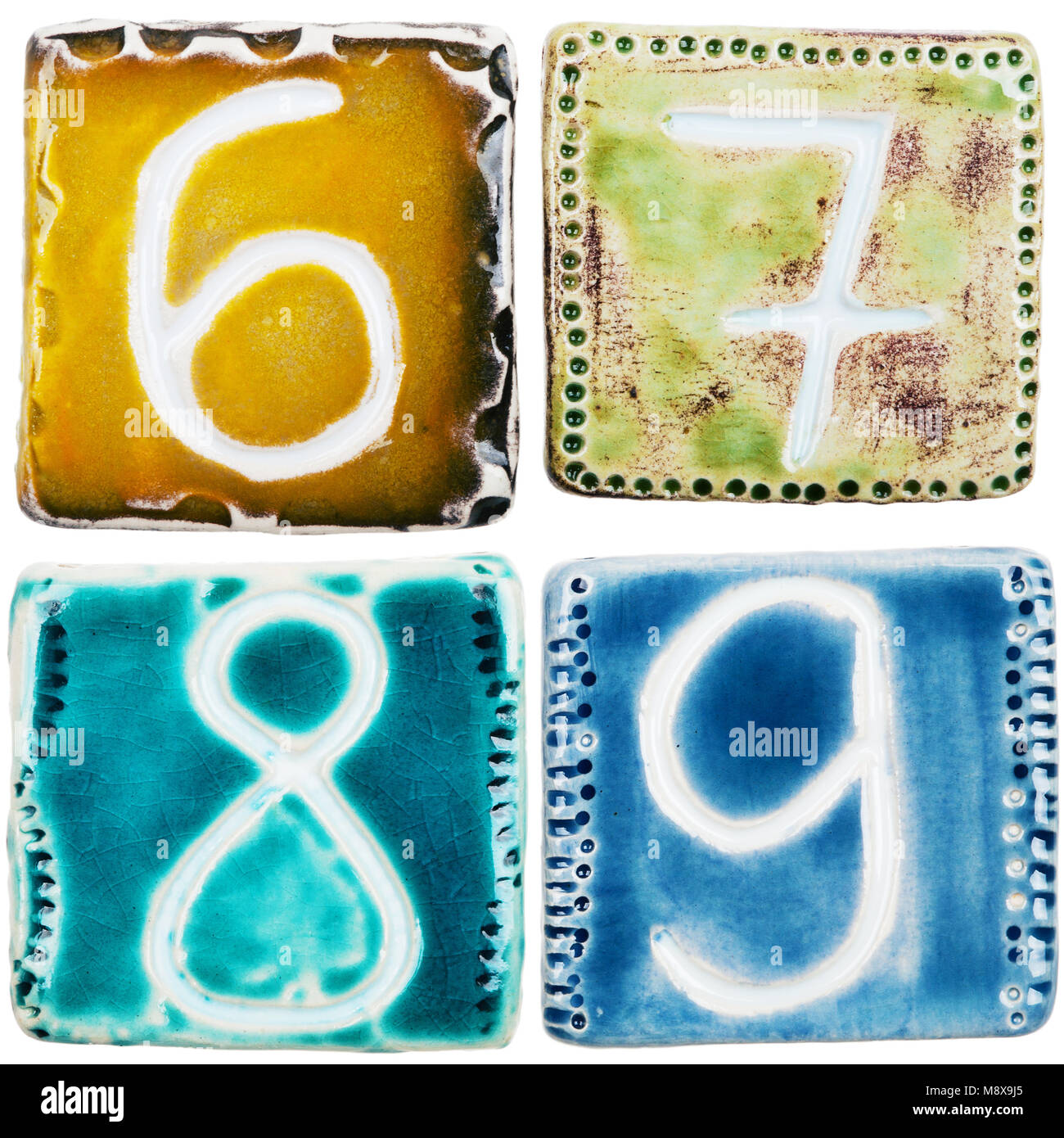 Colorful handmade ceramic numbers isolated on white background Stock ...