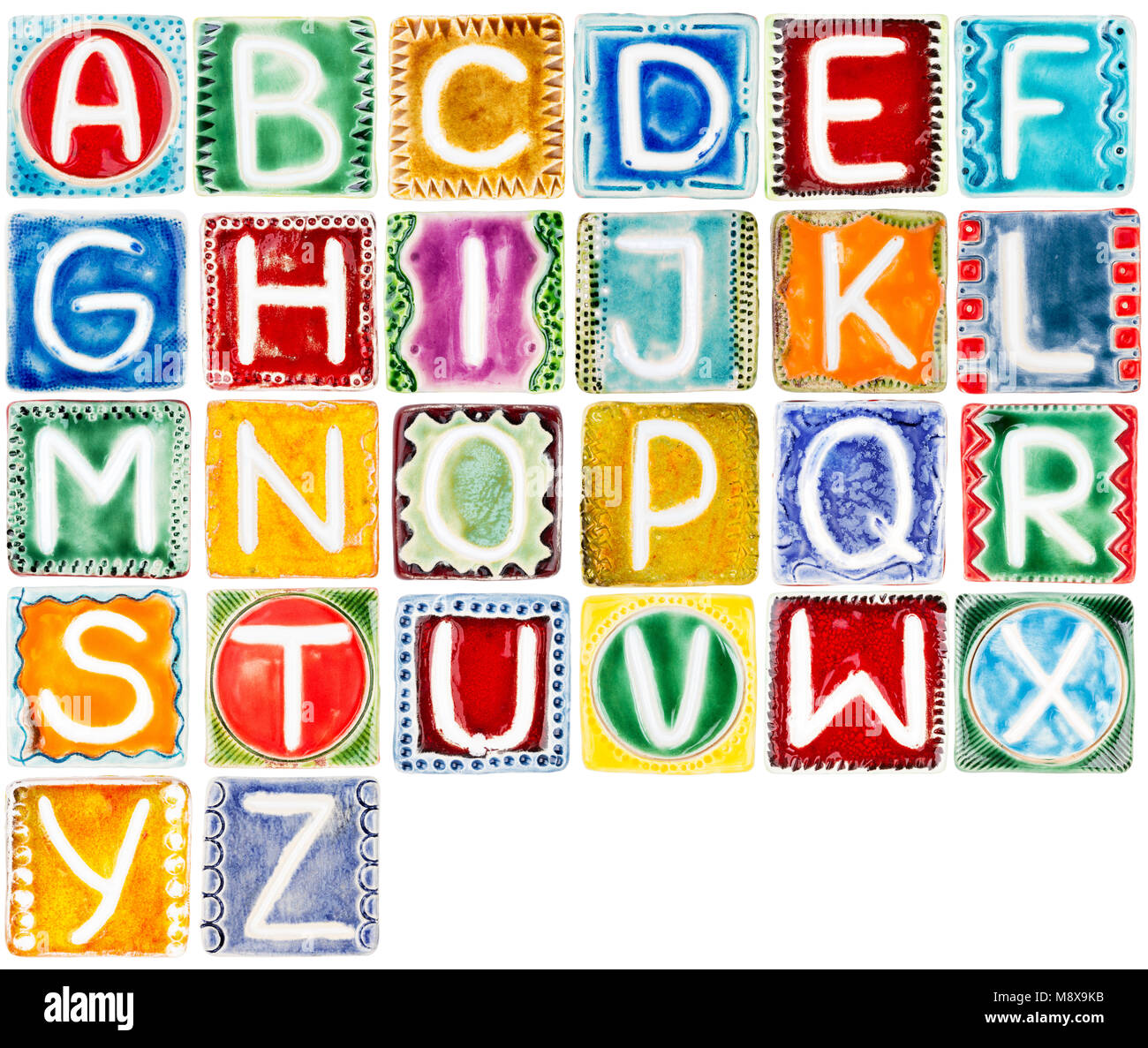 Big size colorful handmade ceramic alphabet isolated on white Stock ...