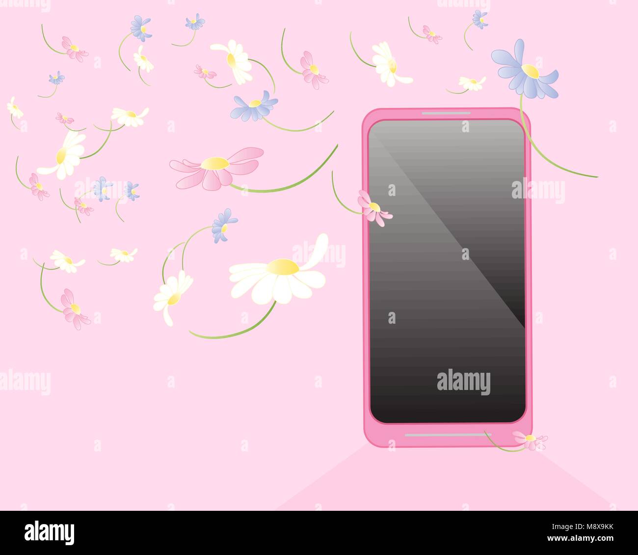 a vector illustration in eps 10 format of a pink smart phone with multi ...