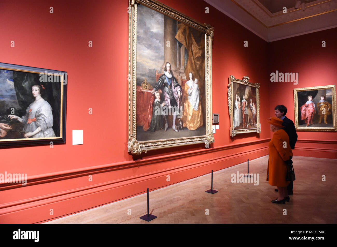 Queen Elizabeth II views the artwork with Dr Per Rumberg during her ...
