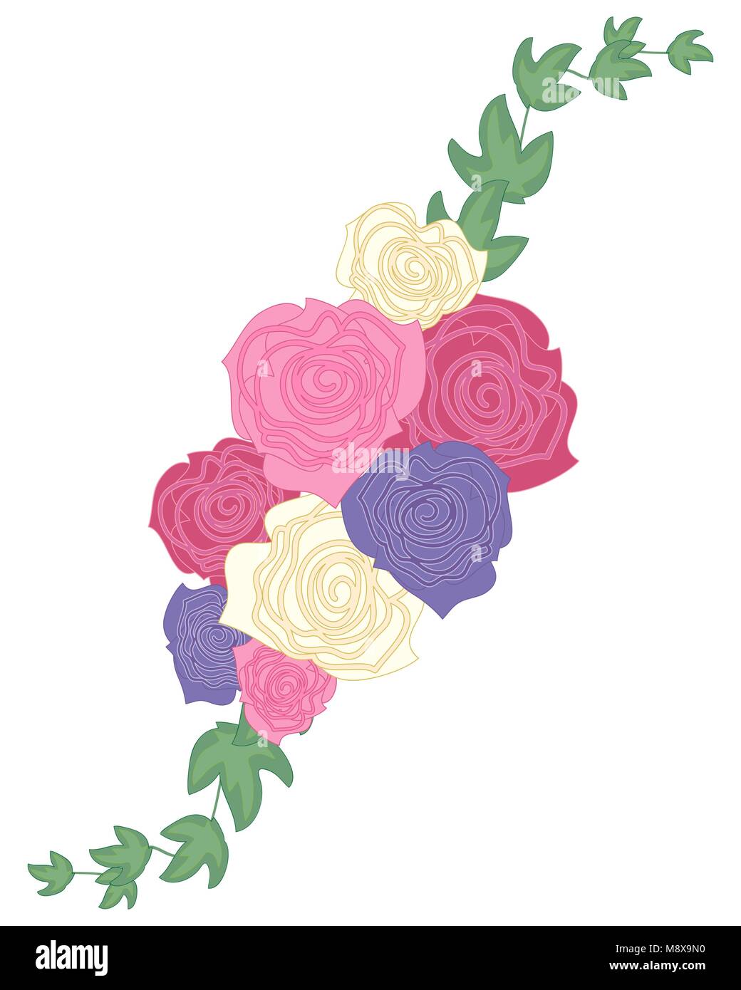 a vector illustration in eps 8 format of a vintage rose design with ivy ...