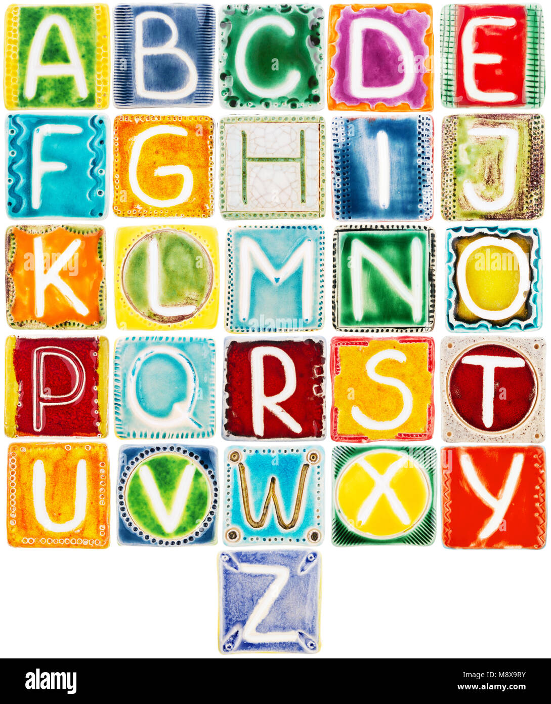 Big size colorful handmade ceramic alphabet isolated on white Stock ...