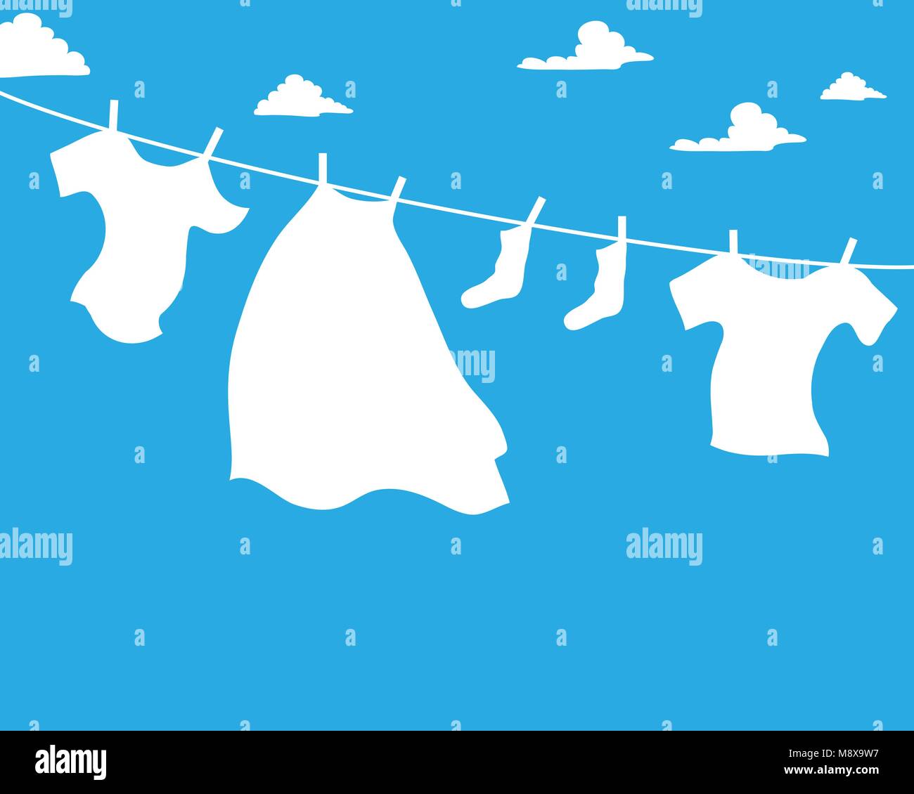 Socks washing line illustration hi-res stock photography and images - Alamy