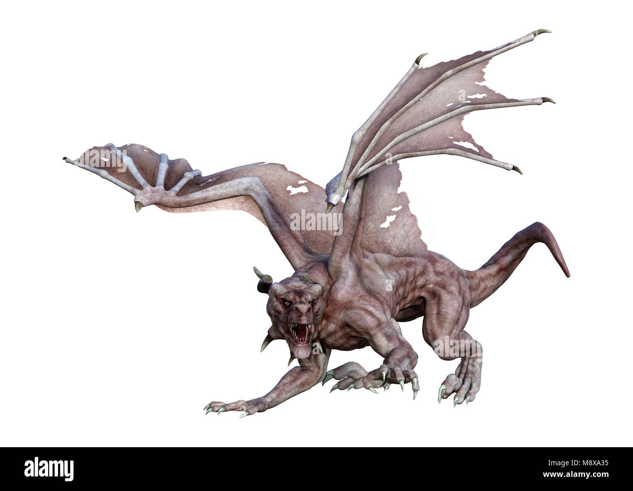 3D rendering of a fantasy vampire dragon isolated on white background ...