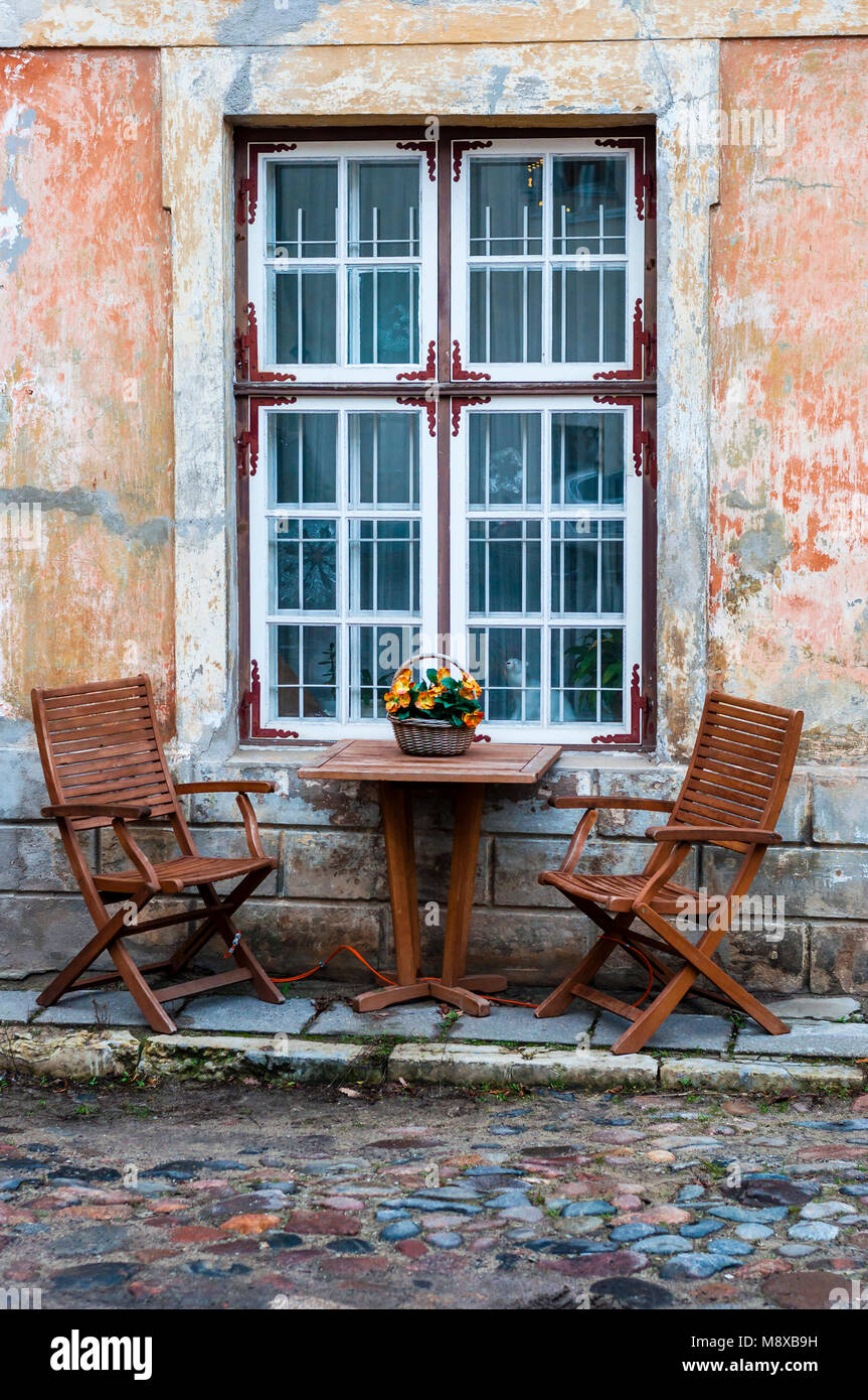 Romantic table for two design in Old Town Tallinn Estonia Stock Photo ...