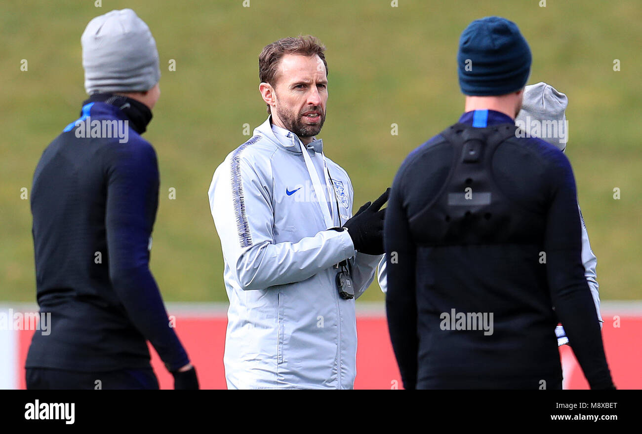 England manager Gareth Southgate during the training session at St ...